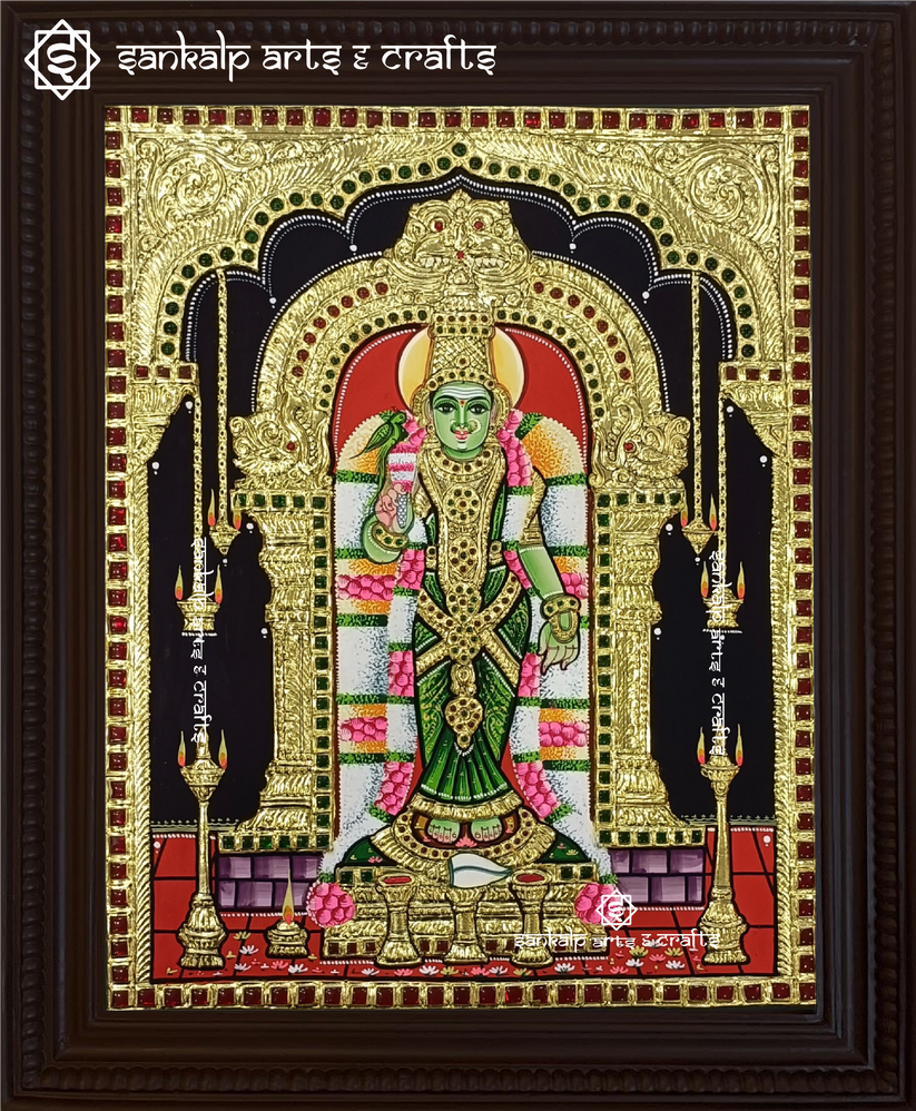 Meenakshi Amman Tanjore Painting – SANKALP ARTS & CRAFTS